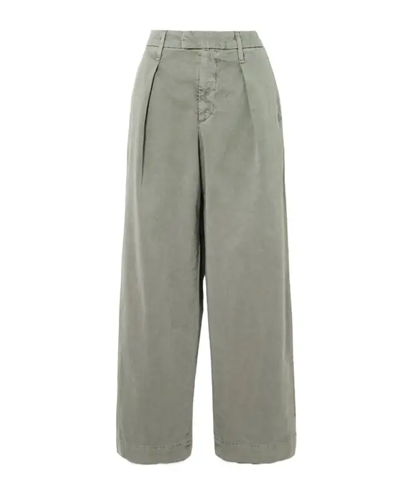 SLVRLAKE Pleated Cotton Wide-leg Pants - Sage Green
