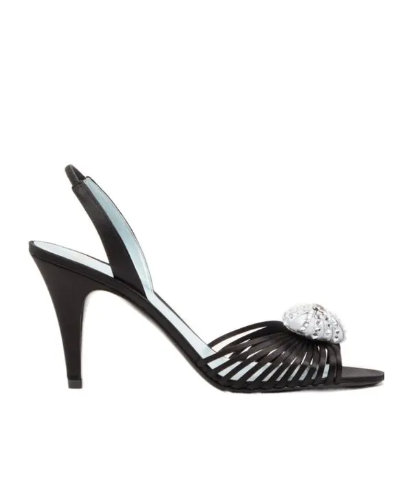 Valentino Garavani Coeur Royal Satin Sandal 85mm - Black