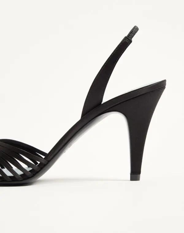 Valentino Garavani Coeur Royal Satin Sandal 85mm - Black
