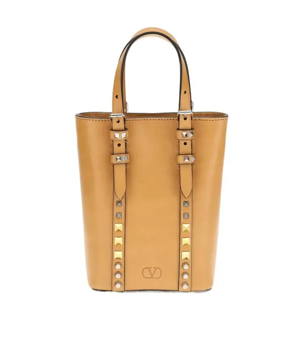 Valentino Garavani Rockstud Vlogo Signature Tote Bag - Orange