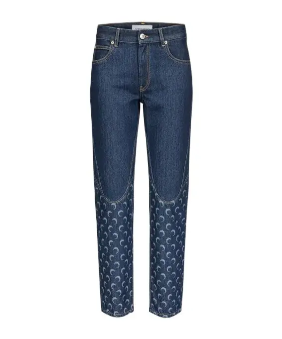 MARINE SERRE Moon Print Paneled Jeans
