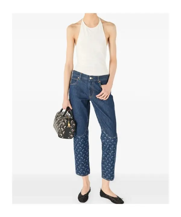 MARINE SERRE Moon Print Paneled Jeans