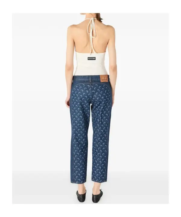 MARINE SERRE Moon Print Paneled Jeans