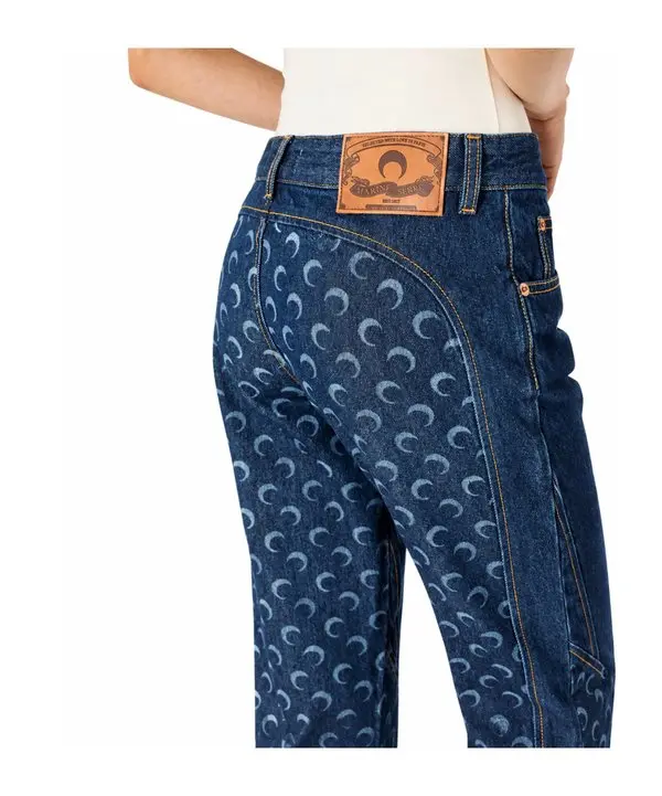 MARINE SERRE Moon Print Paneled Jeans