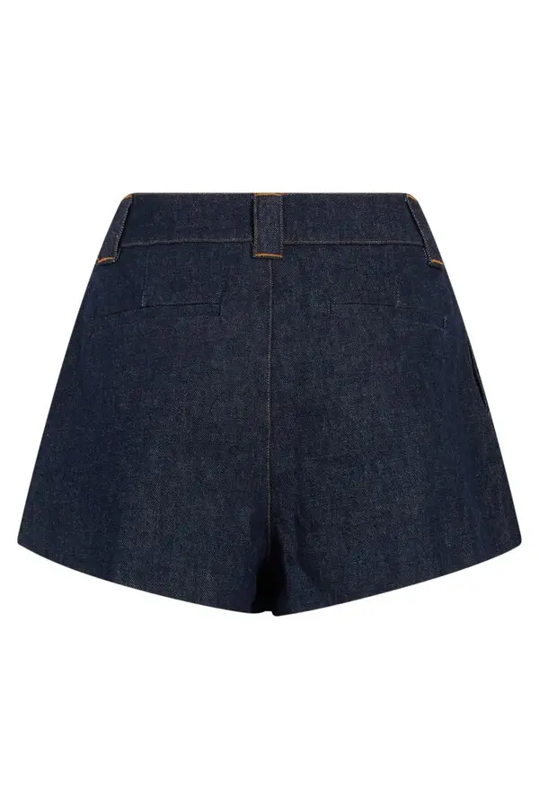 FRAME The Structural Pleated Denim Shorts - Black