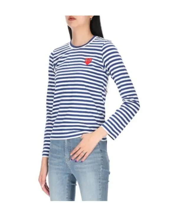 Play Comme Des Garcon Striped Long Sleeve T-shirt - Blue