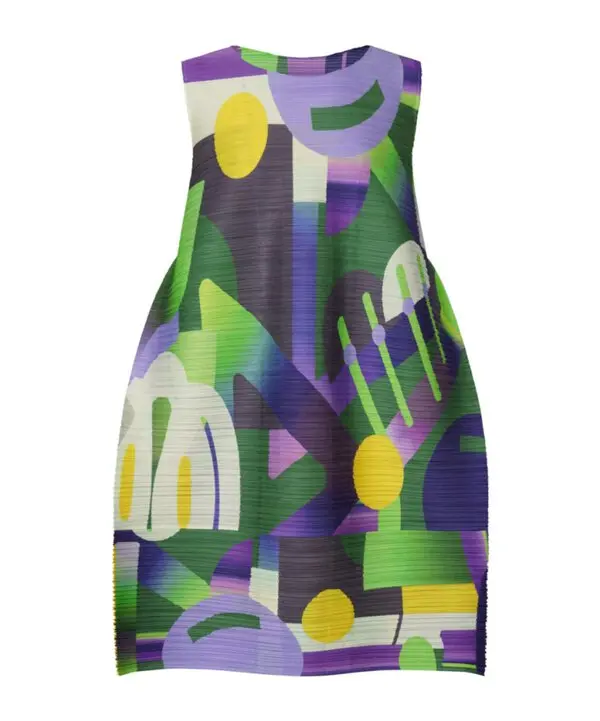 PLEATS PLEASE BY ISSEY MIYAKE Sleeveless Printed Tunic - Purple