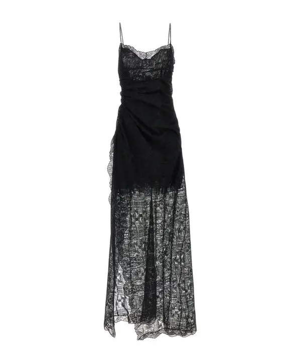 Ermanno Scervino Majolica Draped Lace Maxi Dress