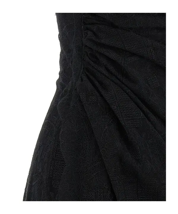 Ermanno Scervino Majolica Draped Lace Maxi Dress