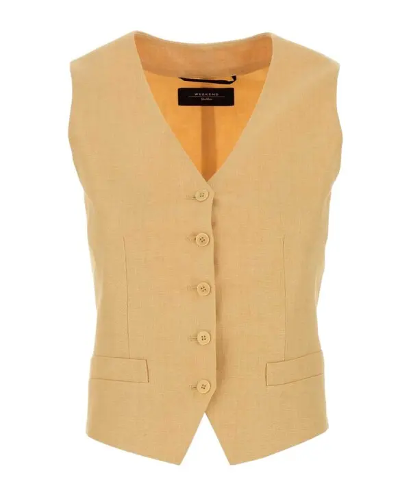 Max Mara Sleeveless V-neck Gilet - Nude