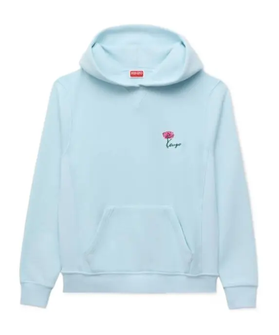 Kenzo Floral Embroidered Hoodie - Blue