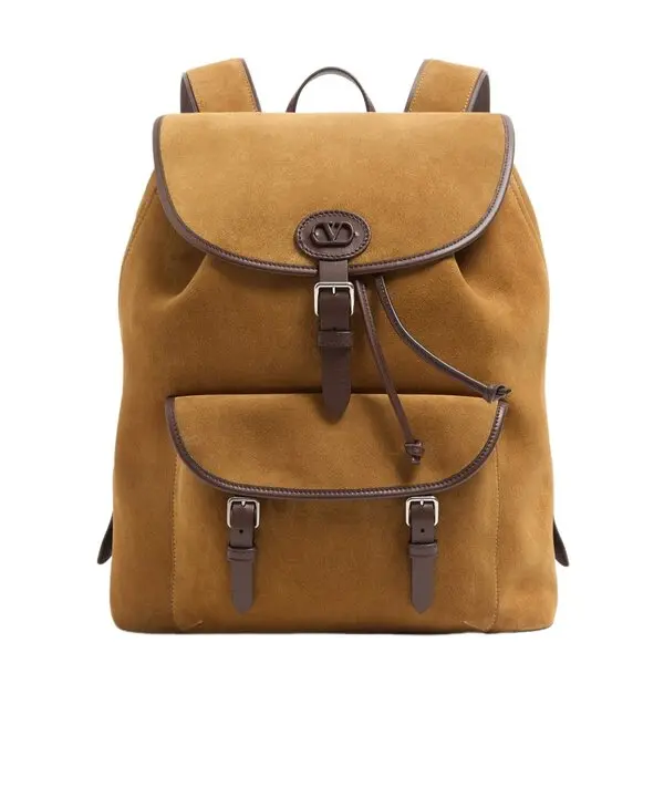 Valentino Garavani Antibes Suede Backpack - Havana Beige