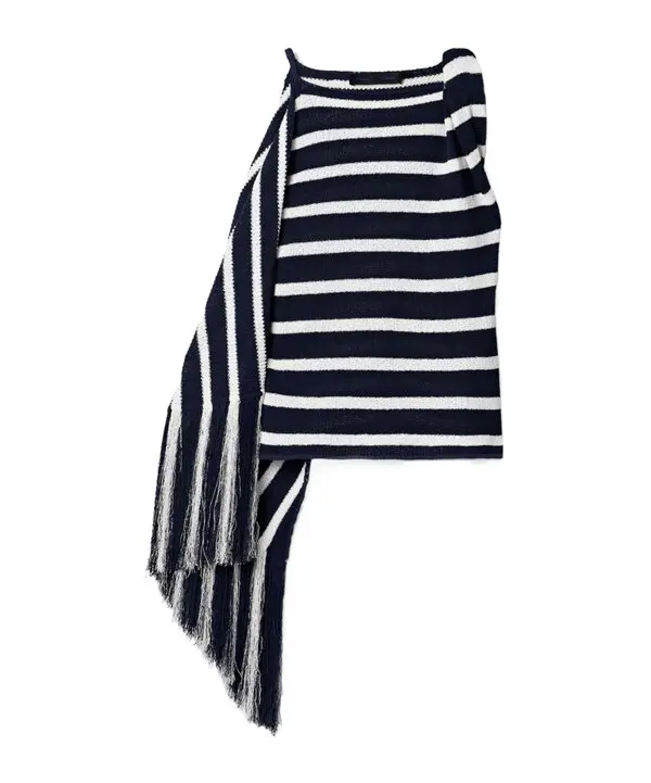 Proenza Schouler Asymmetrical Fringe Knit Sweater - Black