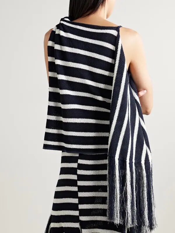 Proenza Schouler Asymmetrical Fringe Knit Sweater - Black