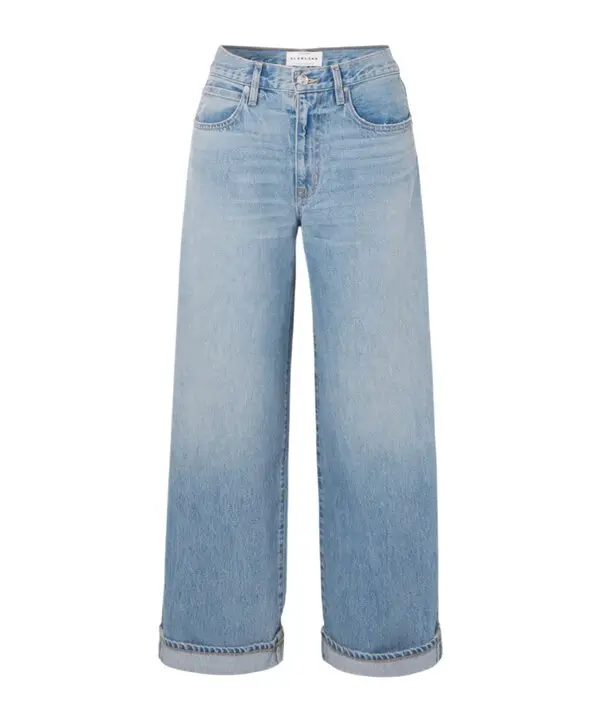 SLVRLAKE Noah Relaxed Turn Up High-rise Straight-leg Jeans - Light Denim Blue