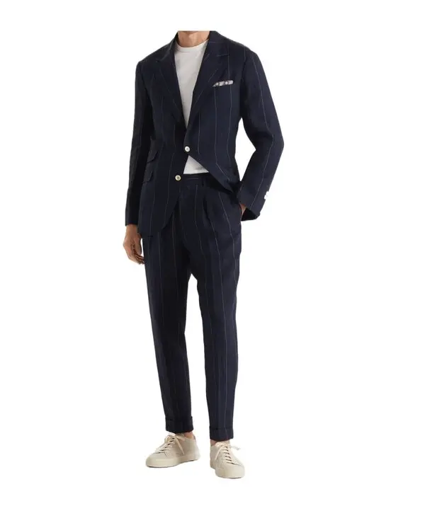 Brunello Cucinelli Long-sleeved Suit Jacket And Trousers Two-piece Set - Black