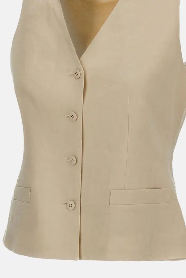 Max Mara Sleeveless V-neck Buttoned Waistcoat