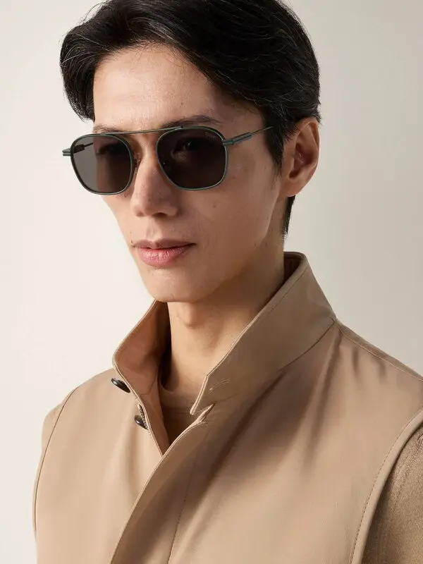 Zegna Pilot Frame Sunglasses - Gray
