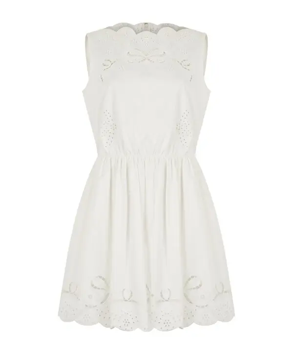 SELF-PORTRAIT Broderie-anglaise Mini Dress - White
