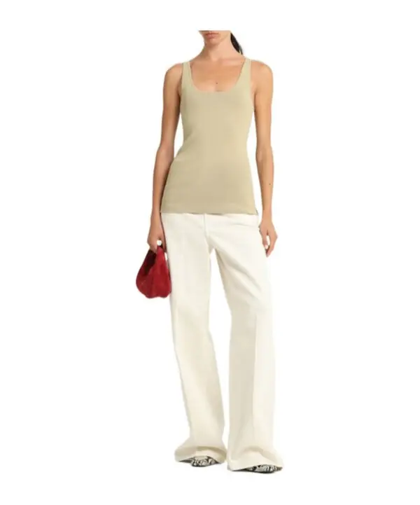 TOTEME Compact Knit Scoop Neck Tank Top With Side Slits - Nude