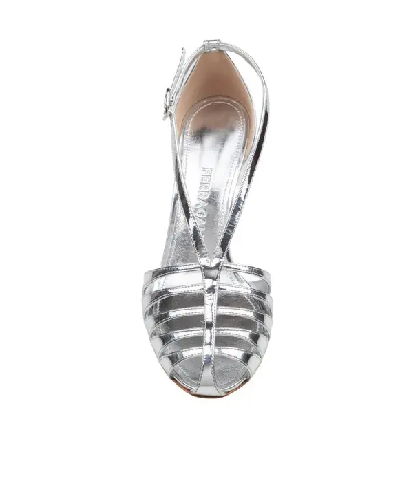 FERRAGAMO Metallic Buckled Heeled Sandals
