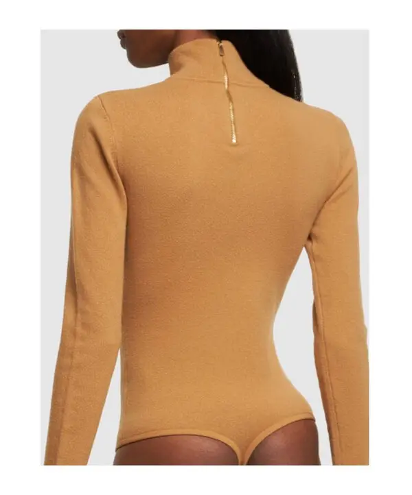 Michael Kors Cashmere Blend Knit Turtleneck Bodysuit - Nude