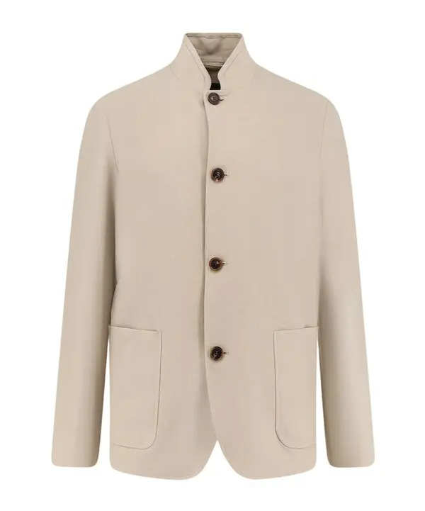 Loro Piana Long Sleeve Casual Jacket With Patch Pockets - Beige