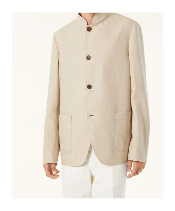 Loro Piana Long Sleeve Casual Jacket With Patch Pockets - Beige