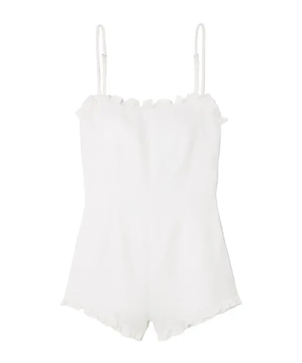 Posse Florence Bodysuit With Ruffle Trim - White