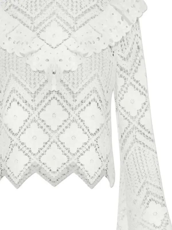 SELF-PORTRAIT Crochet Lace Ruffled Top