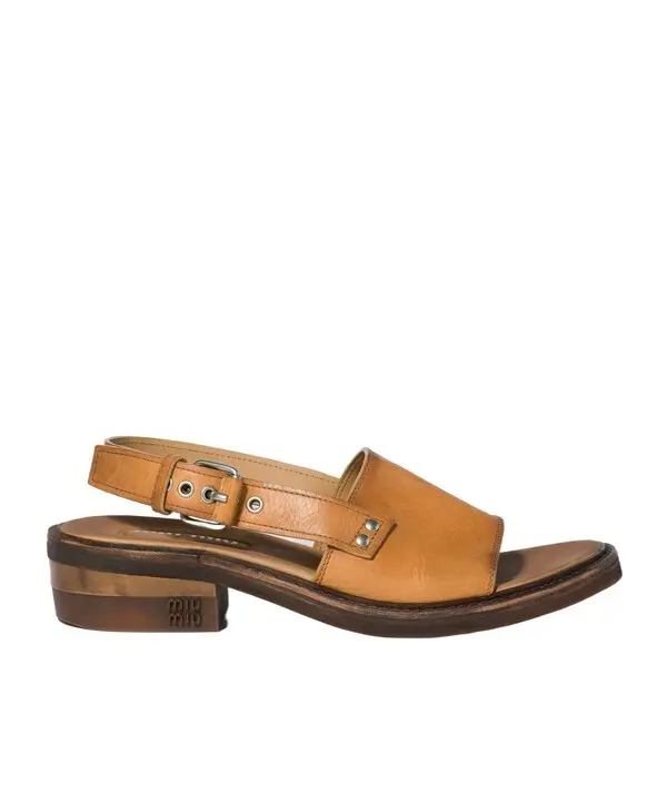 Miu Miu Leather Sandals - Brown