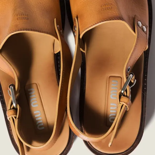Miu Miu Leather Sandals - Brown