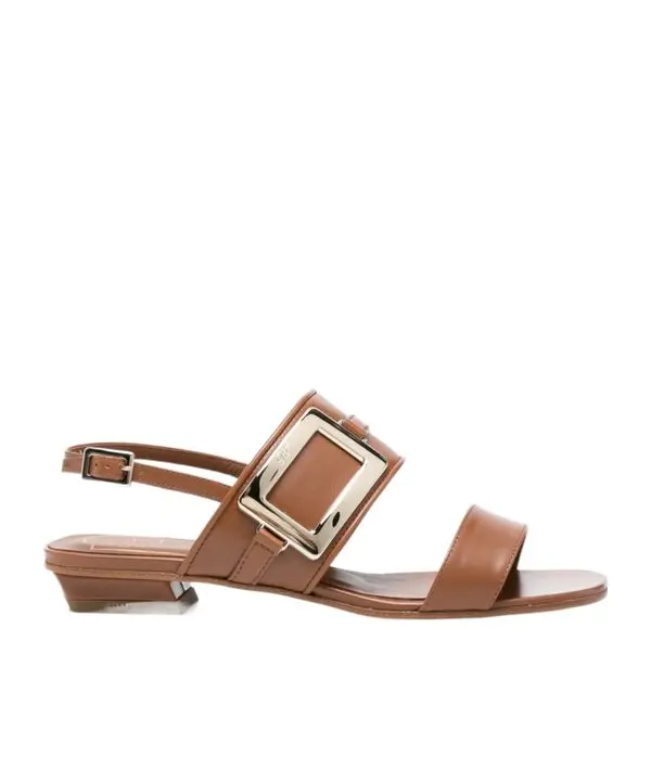 ROGER VIVIER Buckle-detailed Slingback Sandals - Brown