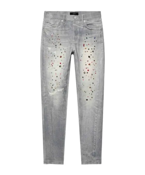 PURPLE BRAND Embellished Belt Loop Jeans - Gray