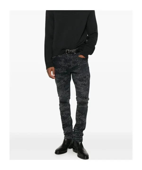 PURPLE BRAND Embellished Distressed Denim Jeans