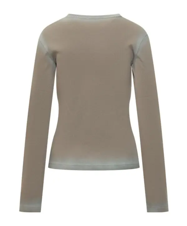 Off-White Logo Printed Crewneck Top - Beige