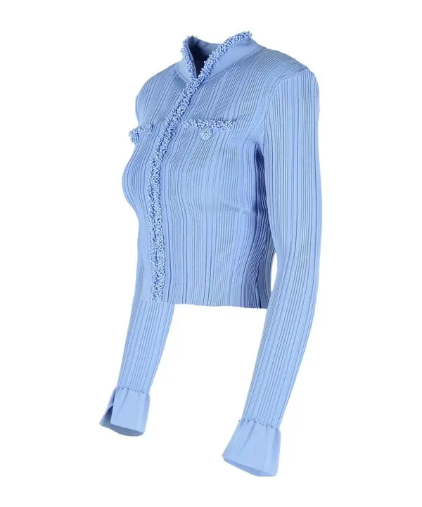 SELF-PORTRAIT Stand Collar Jacket With Beaded Details And Ruffled Cuffs