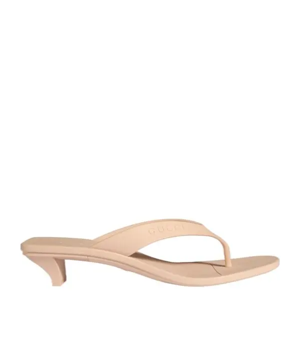 Gucci Vittoria Thong Heeled Sandals - Beige