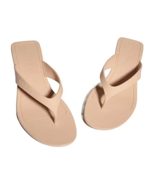 Gucci Vittoria Thong Heeled Sandals - Beige