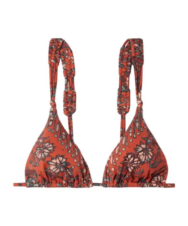 Ulla Johnson Floral Triangle Bikini Top - Red