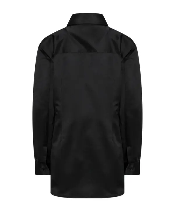 THE FRANKIE SHOP Satin Shirt Dress - Black