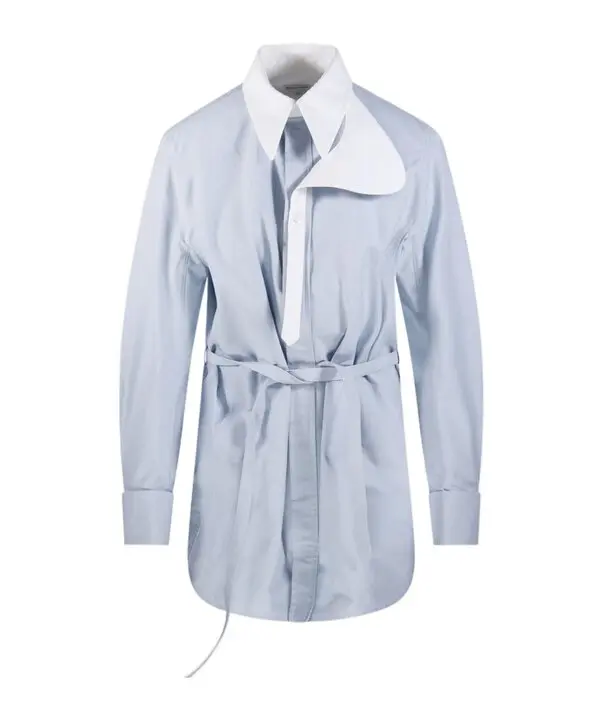 Bottega Veneta Belted Contrast-collar Shirt - No