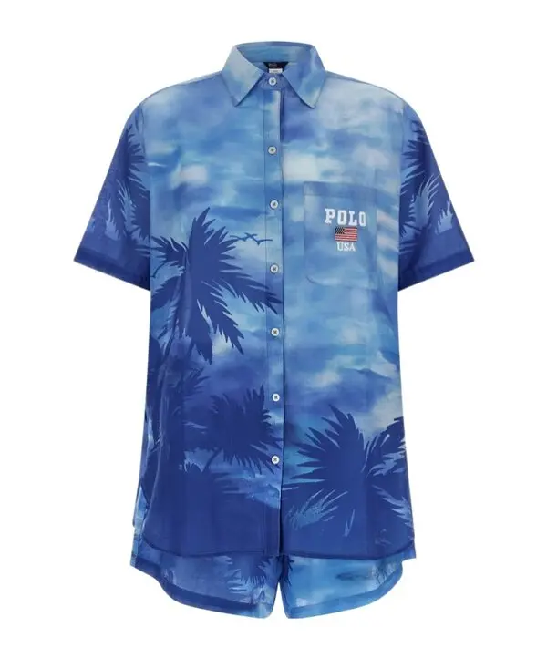 Polo Ralph Lauren Palm Cotton Shirt And Shorts Set - Blue