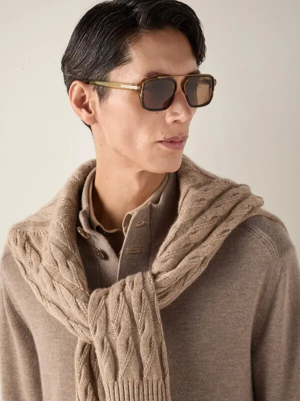 Zegna Pilot Frame Sunglasses With Tinted Lenses