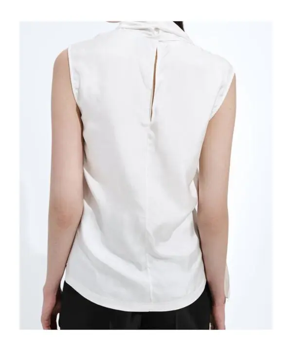 Bottega Veneta Sleeveless Stretch Satin Top With Scarf Detail