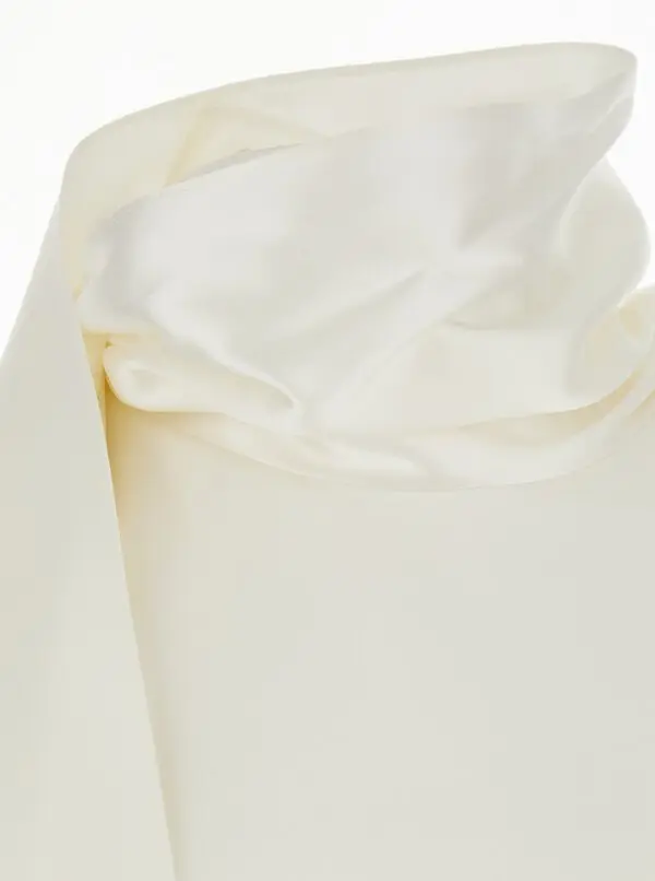 Bottega Veneta Sleeveless Stretch Satin Top With Scarf Detail - White