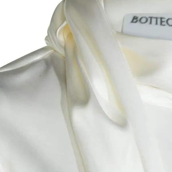Bottega Veneta Sleeveless Stretch Satin Top With Scarf Detail - White