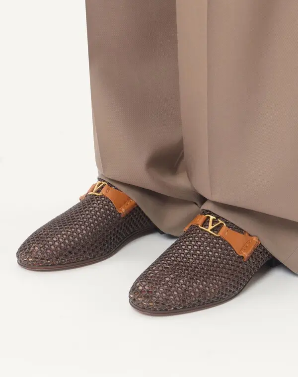 Valentino Garavani Woven Raffia Loafer With Vlogo Signature