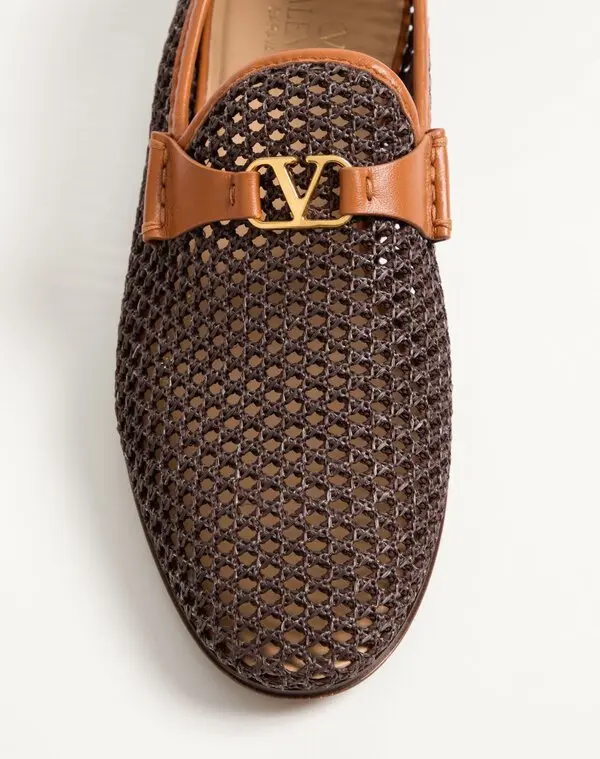 Valentino Garavani Woven Raffia Loafer With Vlogo Signature