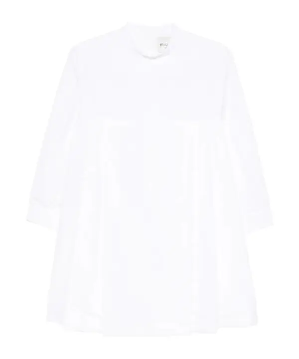 Miu Miu Long-sleeved Dress With Button Detailing - White